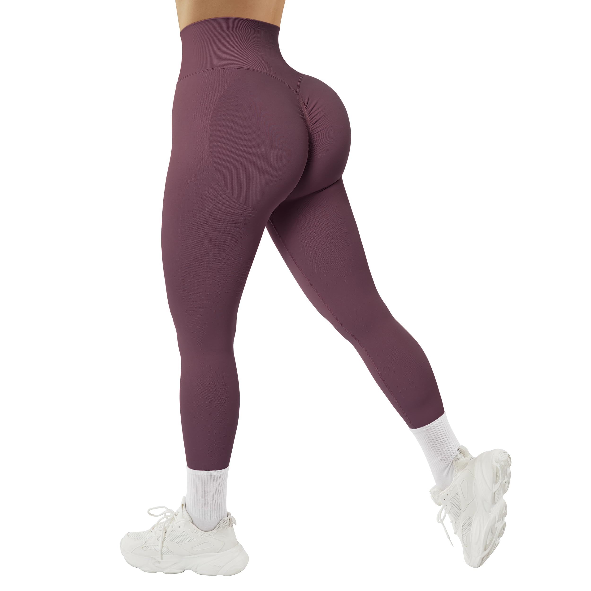 MOSHENGQI Womens Seamless Butt Lift Leggings High Waisted Yoga Pants Ribbed Workout Slimming Tights(Medium,#5 Seamless Black)
