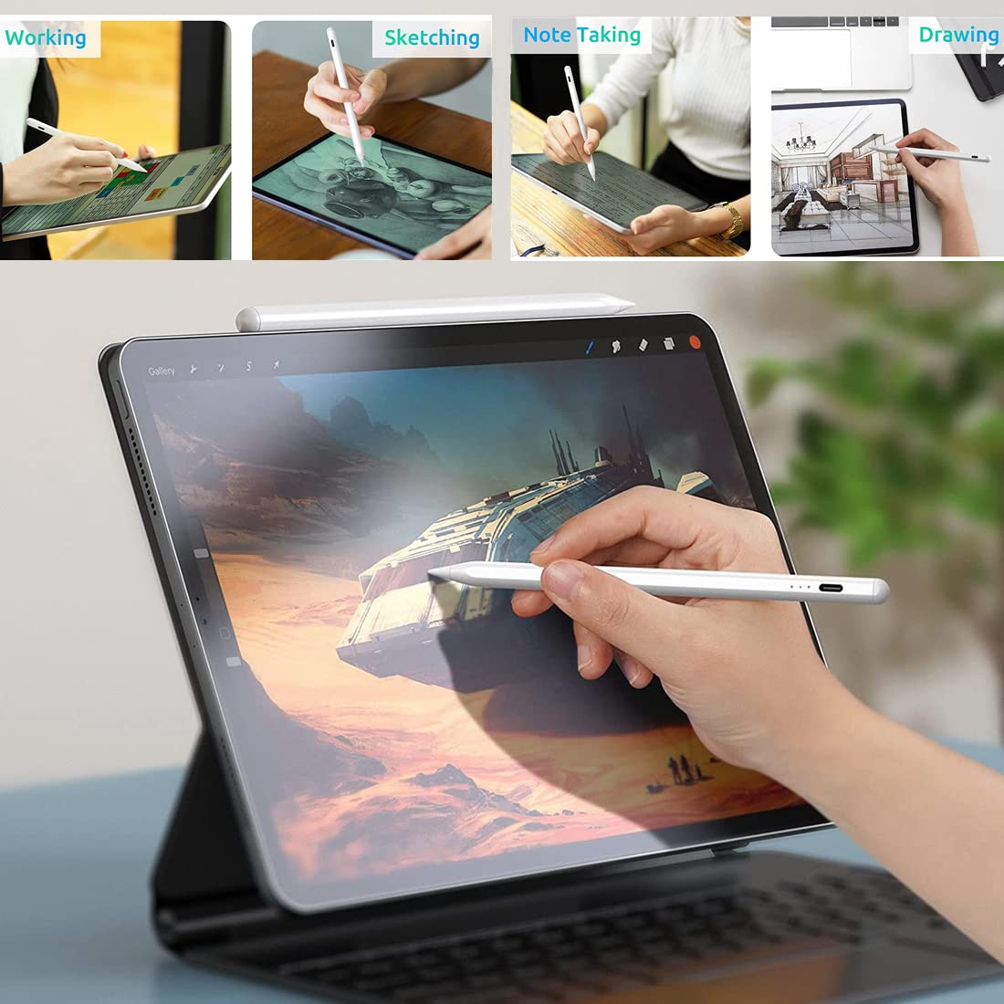 Stylus Pen Compatible with Apple iPad. Palm Rejection, Tilting Detection, Magnetic Adsorption for APESU Digital Pencil Compatible with iPad Pro ,iPad Gen,iPad Mini,iPad Air,2018 and Later Model.