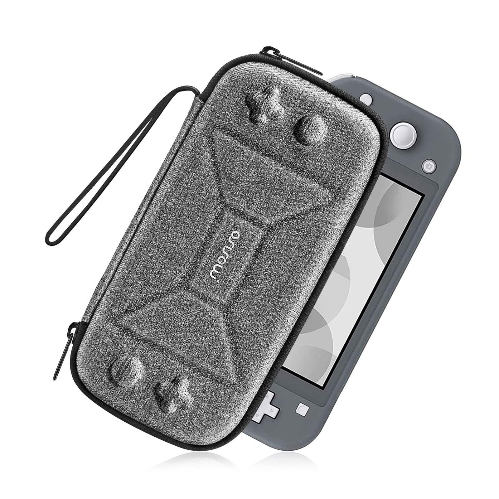 MOSISO Carrying Case Compatible with Nintendo Switch Lite 2019, Portable EVA Hard Shell Cover Protective Case with Handle Travel Organizer Storage with 8 Game Cartridges, Gray