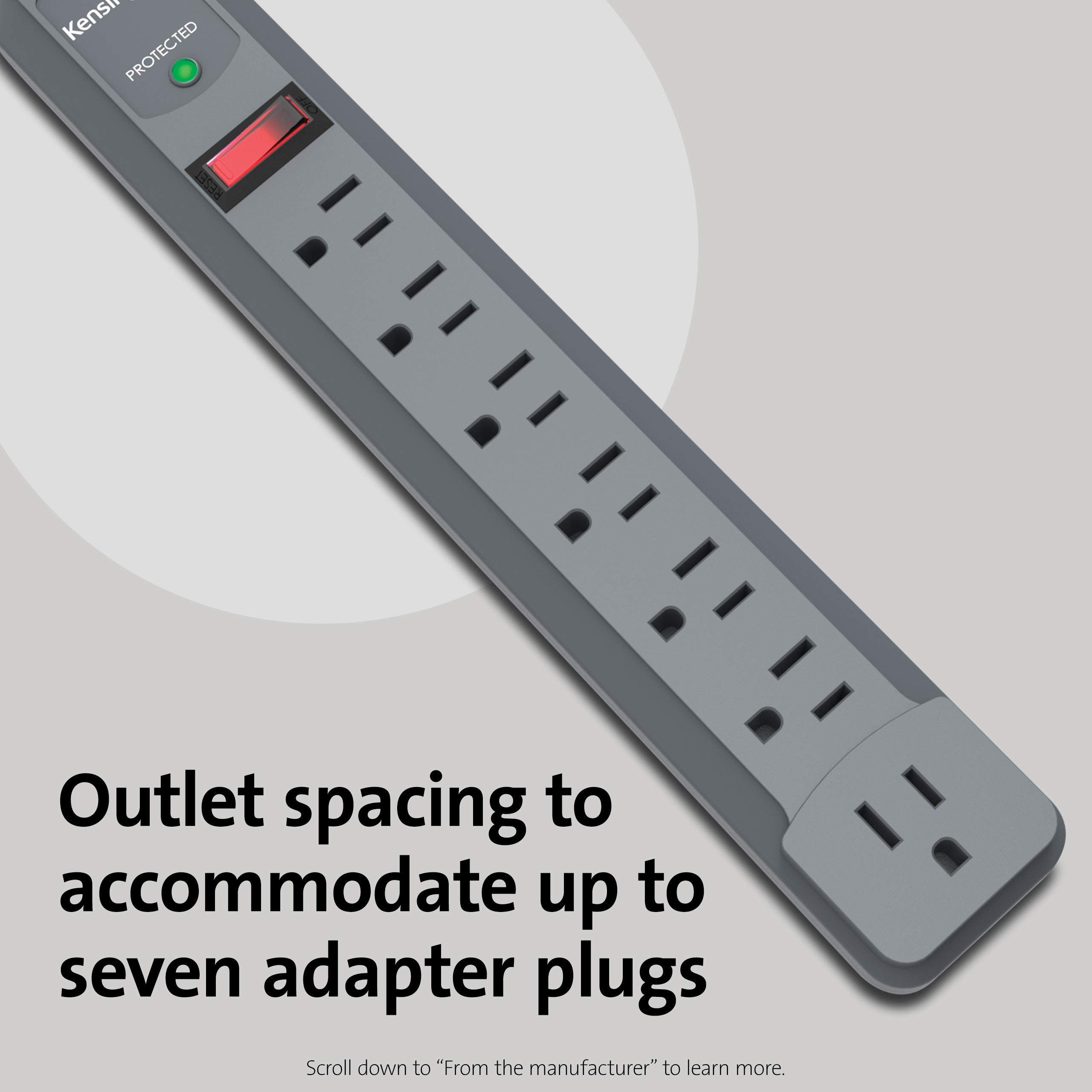 Kensington Guardian 7-Outlet, 6-Foot Cord, & 540 Joules Premium Surge Protector (K38217NA)