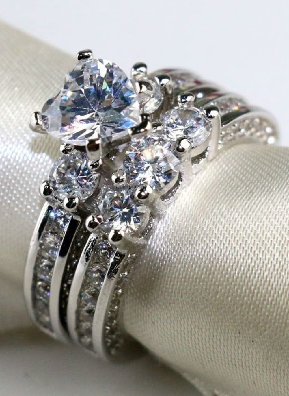 Matching Rings for Couple,Stainless Steel Wedding Bands Sets Promise Rings for Him and Her