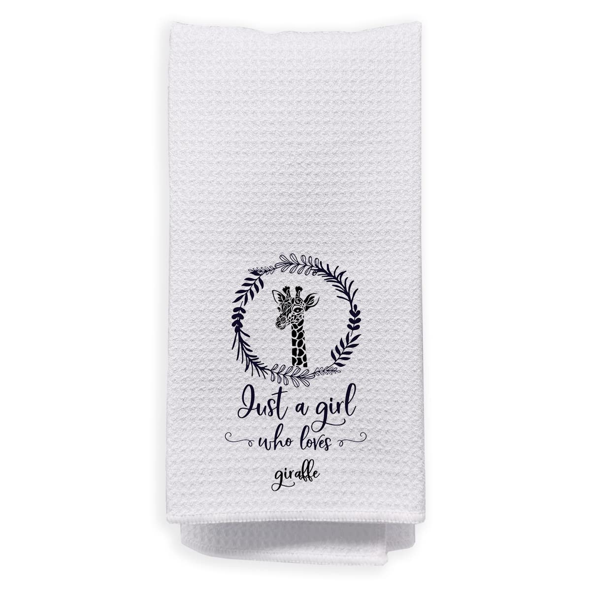 NEGIGA Just A Girl Who Loves Giraffe Dish Cloths Towels 24x16 Inch,Flower Giraffe Floral Wild Animal Decor Decorative Dish Hand Towels for Kitchen Bathroom,Giraffe Lover Girls Gifts