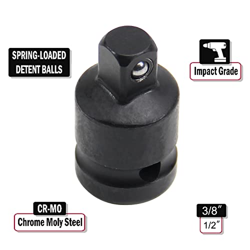 Utoolmart 1/2 Inch Drive (F) x 3/8 Inch (M) Impact Socket Adapter for Ratchet Wrenches, Female to Male, Cr-Mo