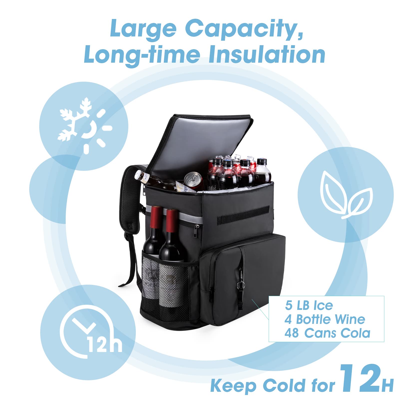 Matekxy 48 Can Cooler Backpack with Leakproof Insulated Lining, Waterproof Zipper, and Multiple Pockets for Outdoor Camping and Traveling