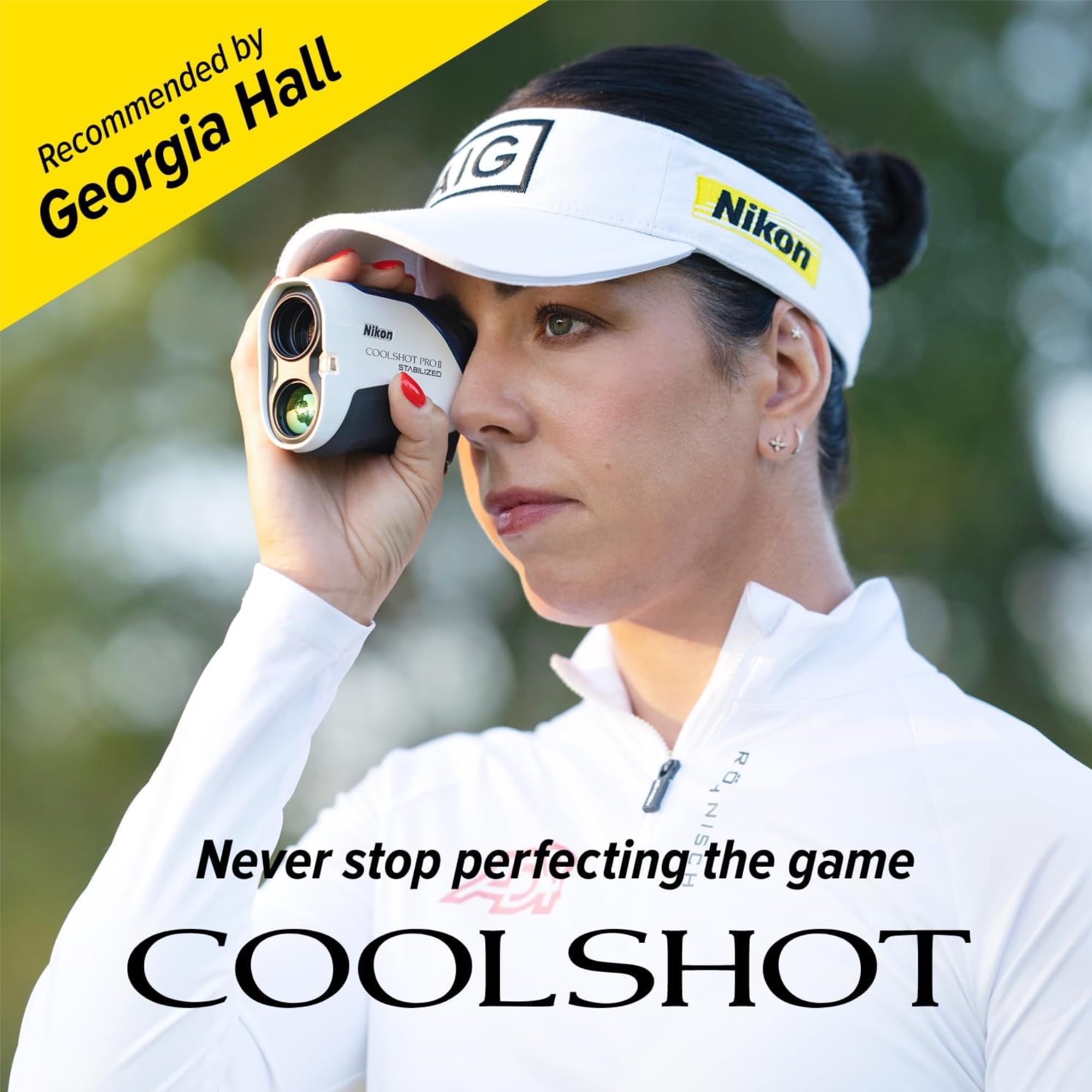 Nikon COOLSHOT 50i Golf Rangefinder (16760) Bundle with 3 Extra CR2 Batteries and a Cleaning Cloth - Waterproof, Magnetic, Flagstick Lock On Technology with Slope Adjustment - Mens Golf Accesories