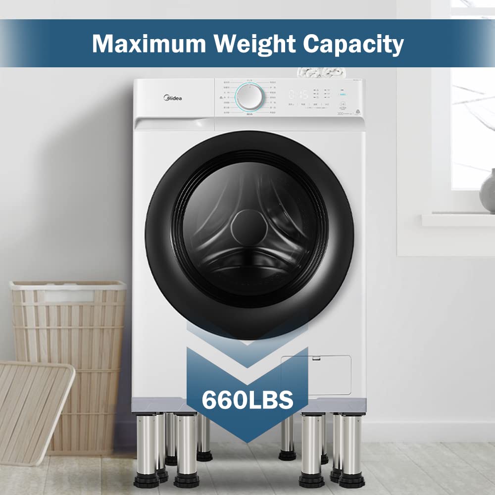 Kokorona Washing Machine Stand Mini Fridge Stand with 12 Strong Feet (9-10.2in High), Adjustable Refrigerator Base Multi-Functional Washer Dryer Pedestals, Max Load 660lbs