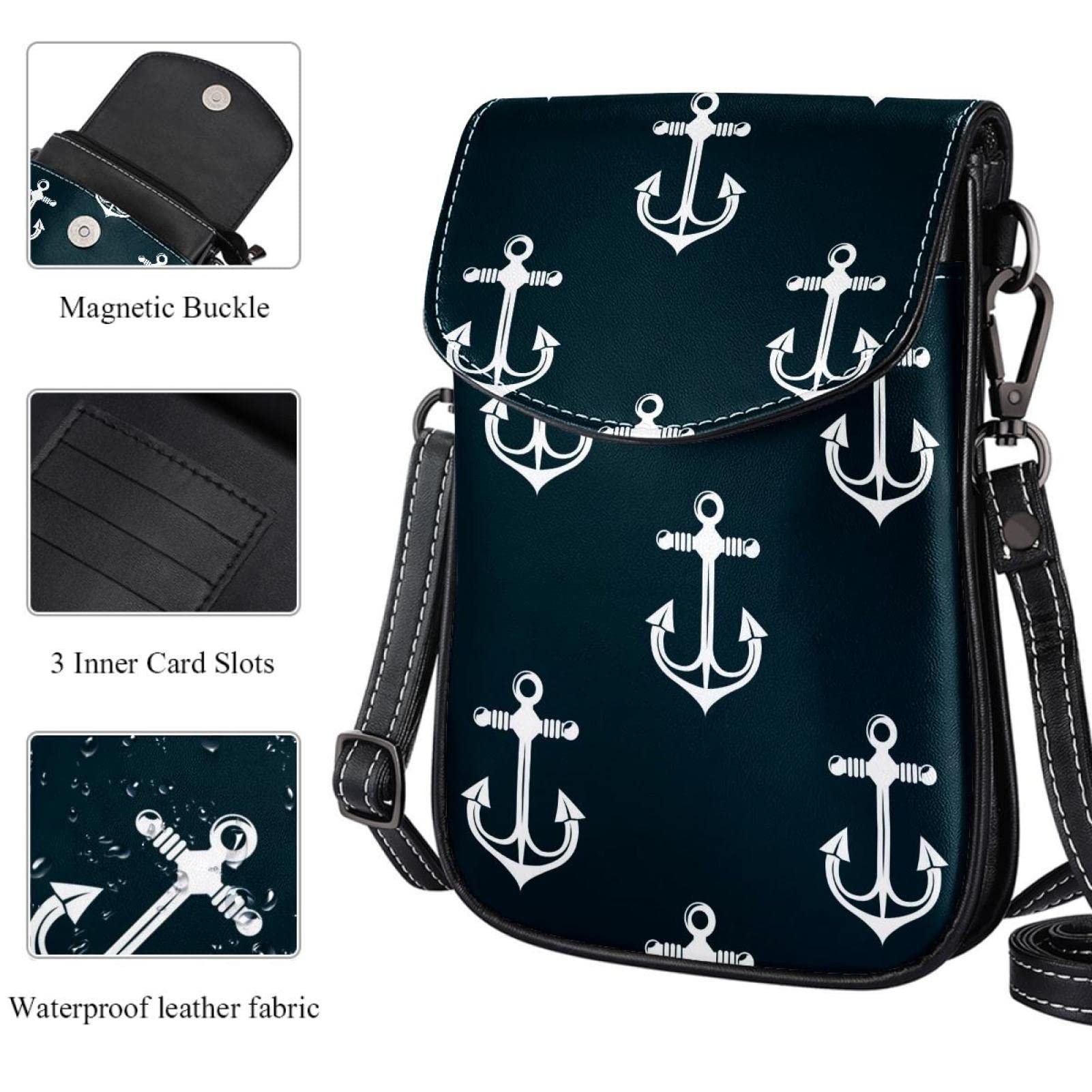 Small Crossbody Cell Phone Purse for Women,Anchor pattern,Cellphone Bags Handbags Shoulder Bag Purse
