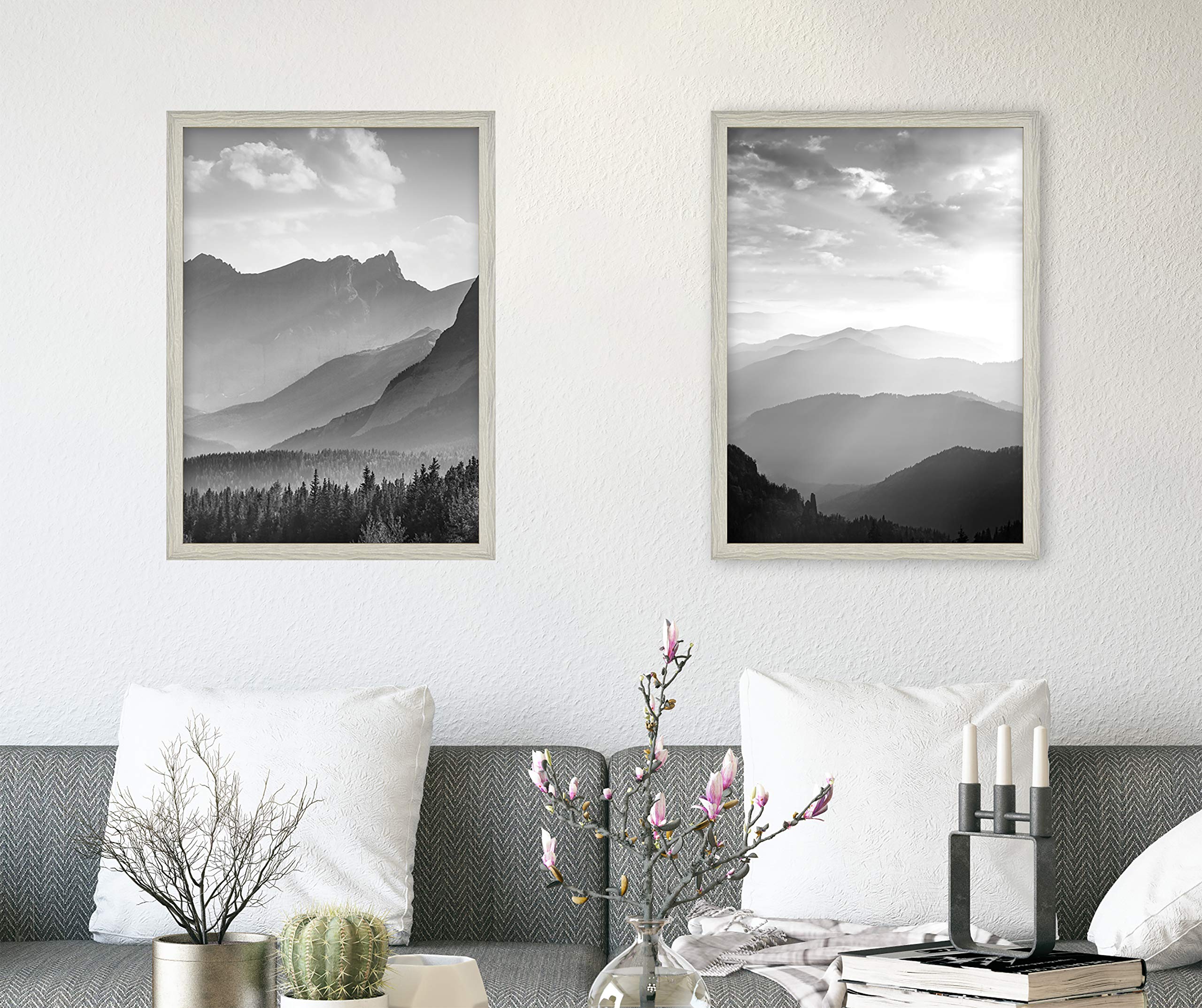 MCS Studio Gallery 20 x 28 Poster Frame Gray Woodgrain, Vertical & Horizontal Wall Hanging Large Picture Frame for Photos, Posters & Art Prints (2-Pack)