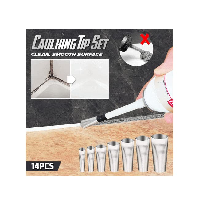 Shayu Easy Caulking Finisher Set, Caulking Nozzle Applicator, Caulking Tool Accessories, For Kitchen, Bathroom, Tank, Door, Window, Sink Joint Filling, Trim Etc (14pc)