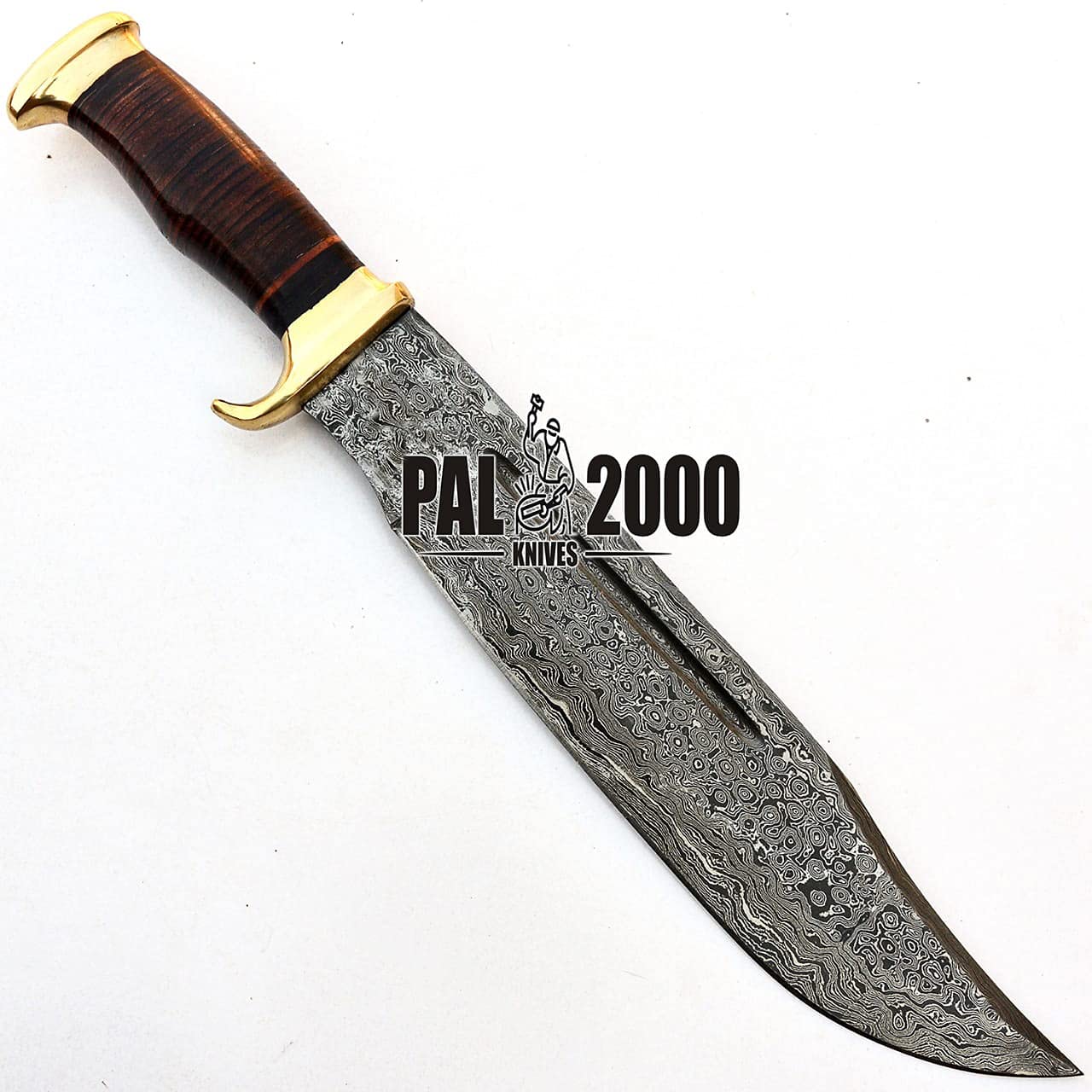 PAL 2000 KNIVES Handmade Damascus Steel Knife With Leather Sheath 18 Inch Knife Custom Knife Stack Leather Handle Snra 9610
