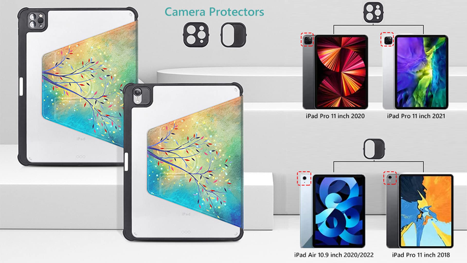 Vimorco iPad Pro 11 Inch Case 4th/3rd/2nd/1st Generation, Fit iPad Air 11 Inch Case, iPad Air 11 Inch M2 Case 2024, iPad Air 5th/4th Generation Case, 360 Degree Rotating, Pencil Holder, Tree Bird