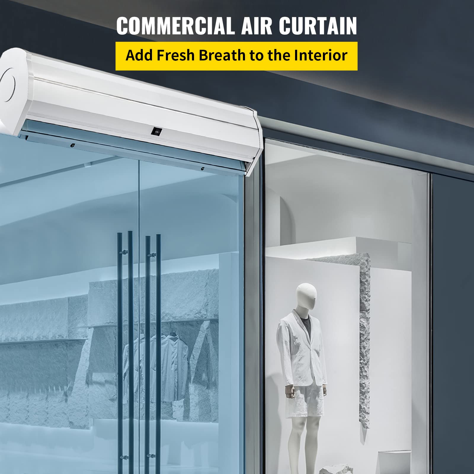 VEVOR 36 Inch 2 Speeds Commercial Indoor Air Curtains for Doors with Two Switches, 110V Unheated, White