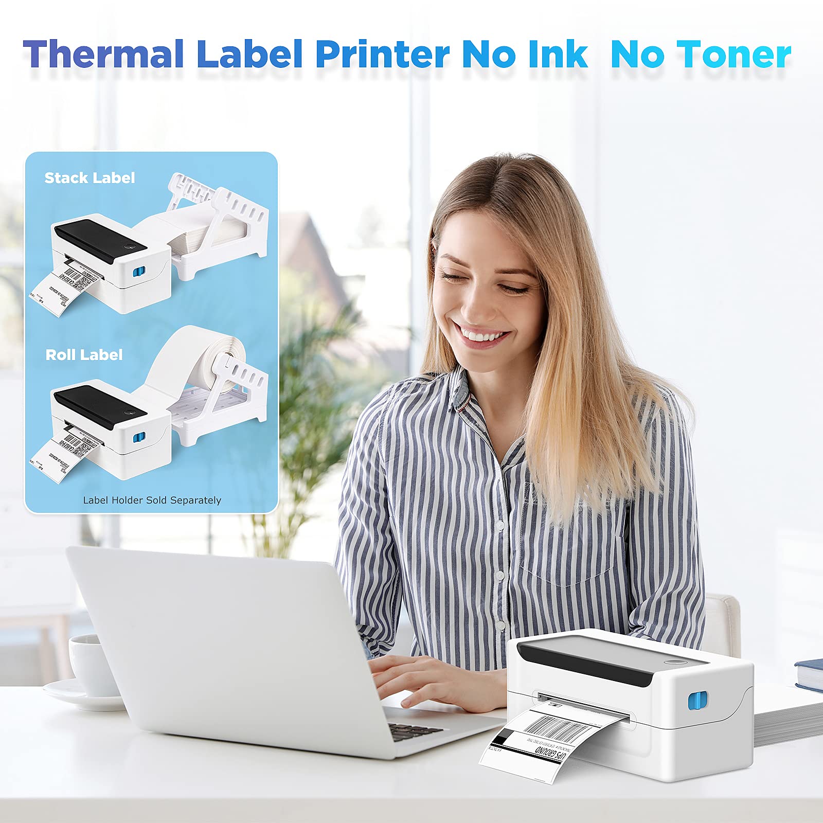 NADAMOO Thermal Label Printer, 4x6 Thermal Shipping Label Printer, High Speed Commercial Direct Thermal Label Maker, Support Windows Mac, Compatible with Shopify, Ebay, Amazon, USPS, FedEx