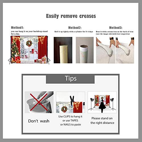 LTLYH Red Winter Snow Window Backdrop for Christmas Party Decorations and Photo Booth Props