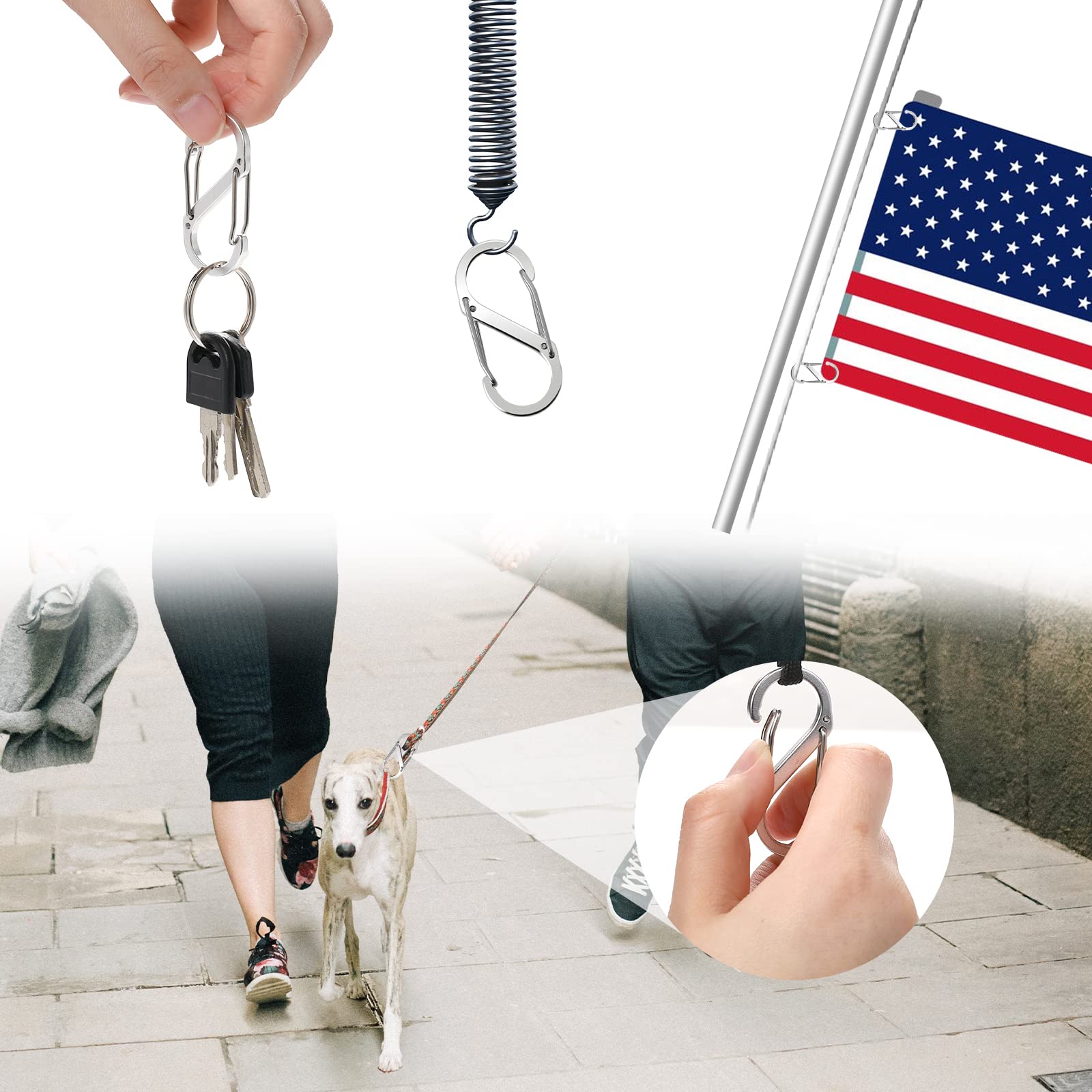 Vin Beauty 6 PCS Flag Pole Clips Snap Hooks, Flagpole Accessory, Flag Clips for Flagpole Rope, Flagpole Attachment to Attach Flag Grommets to Flagpole Rope