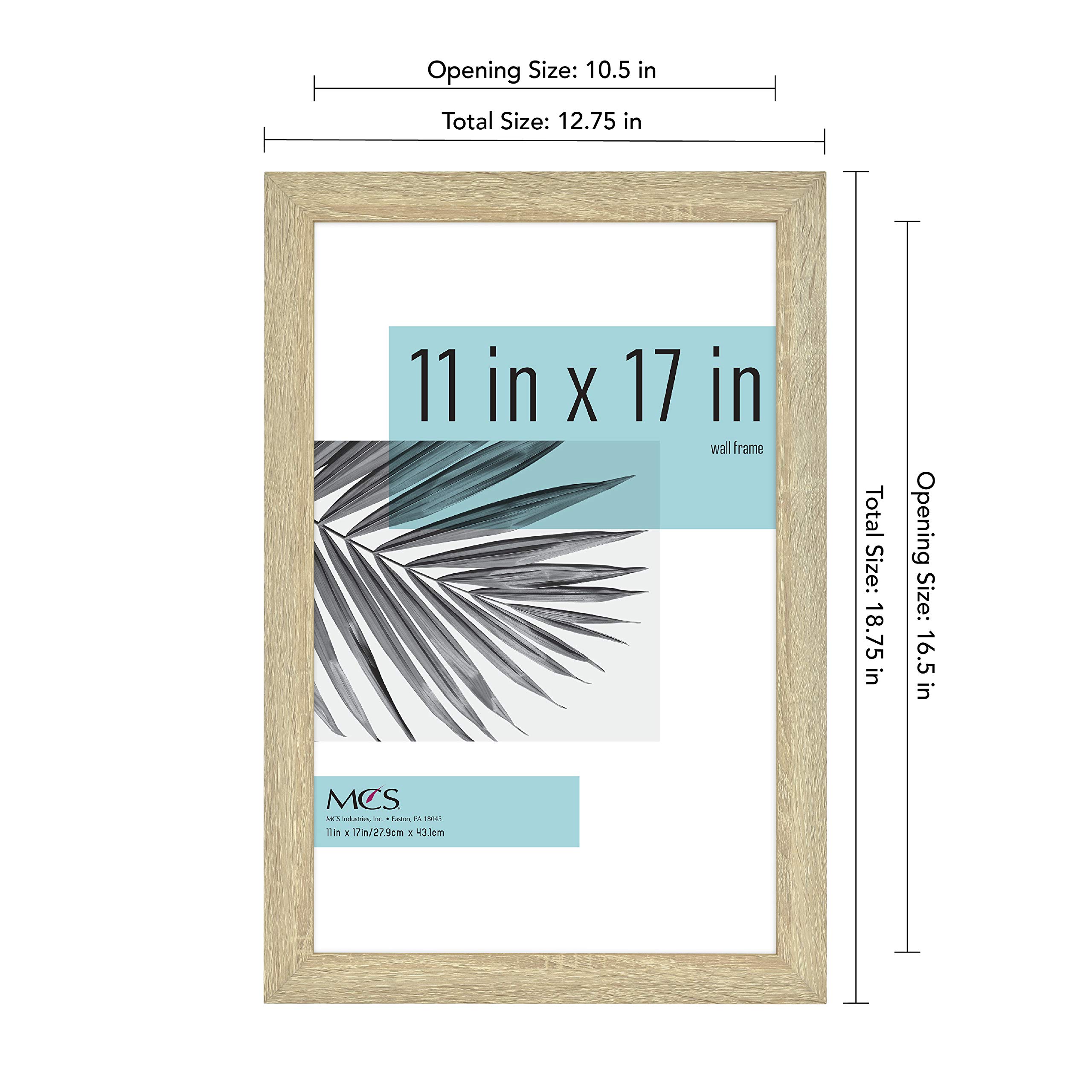 MCS Studio Gallery 11x17 Picture Frame Natural Woodgrain, Rectangle Photo Frame for Photos, Posters & Art Prints (2-Pack)