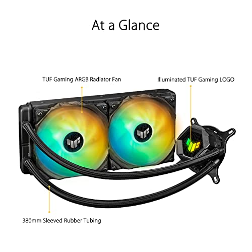 TUF Gaming LC 240 ARGB All-in-One Liquid Cooling System with Aura Sync and Two 120mm TUF ARGB Radiator Fans