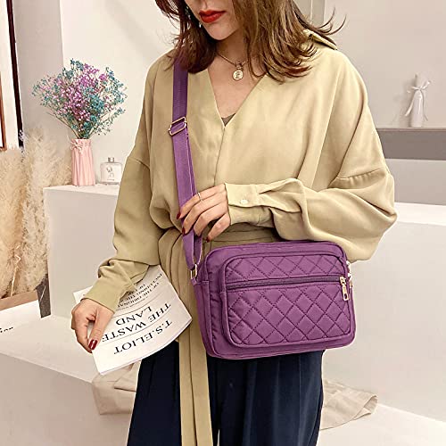 Sluxa Purple shoulder bag for women, Large women crossbody bag,Multi pockets purse pack for women.