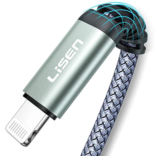 LISEN MFi Certified iPhone Charger Cable (6.6ft), [Never Rupture] Lightning Cable 2.4A Fast Charging iPhone Cord Compatible with iPhone 11 Pro/Xs Max/XR/XS/X/8/8 Plus/7/6/6 Plus/SE/5/5S