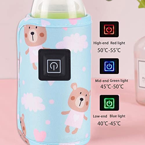 USB Bottle Warmer,MoreChioce Fast Heating Bottle Warmer Milk Bottle Warmer Portable Infant Bottle Keep Warmer Thermostat for Travel Camping,Green Bear