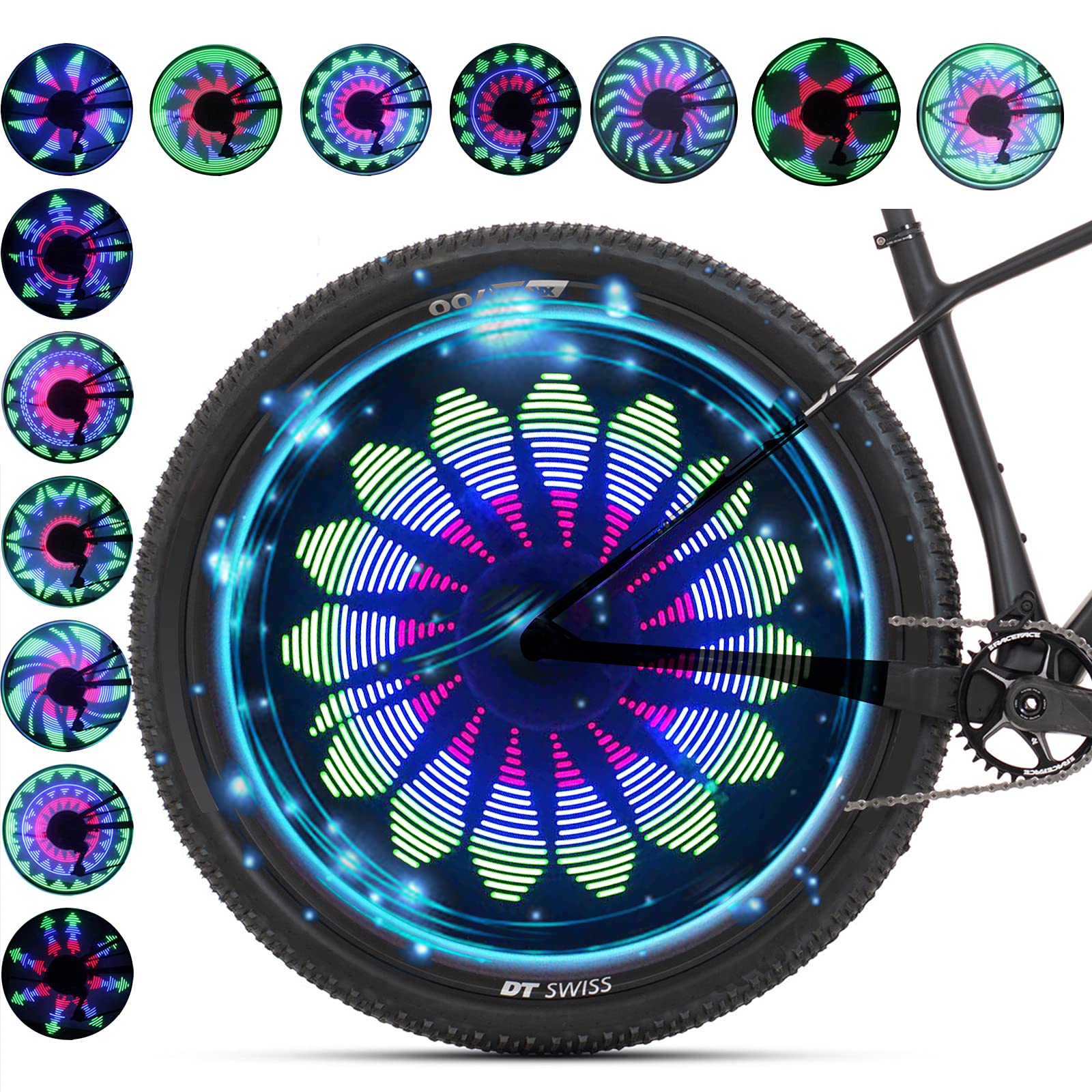 QANGEL Bicycle Spoke Light,Bike Wheel Light (1 Tire) and Bike Lock Cable Bundle