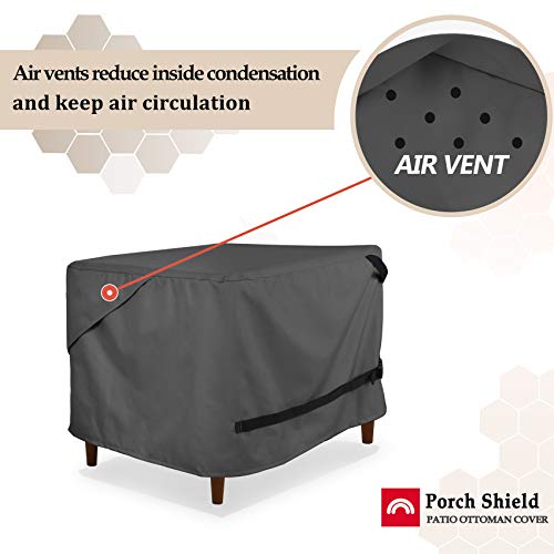 Porch Shield Patio Ottoman Cover - Waterproof Outdoor Square Side Table Covers β 22L x 22W x 18H inch, Black