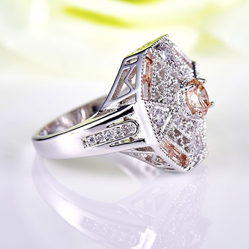 Psiroy 925 Sterling Silver Plated Simulated Morganite Filigree Art Deco Statement Ring Size 10