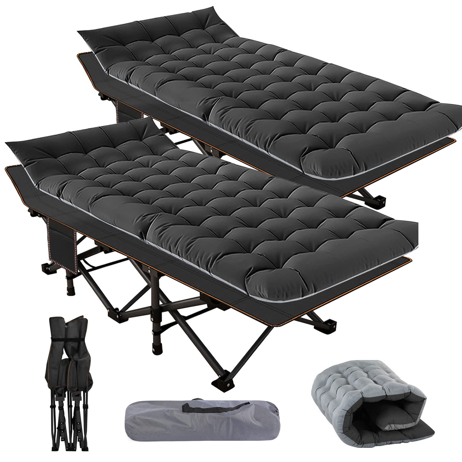 NAIZEA Folding Camping Cots for Adults Heavy Duty Cot with Mattress, Portable Sleeping Cot Folding Outdoor Bed with Carry Bag, Folding Camping Bed Guest Bed Military Cot Tent Cot for Indoor & Outdoor