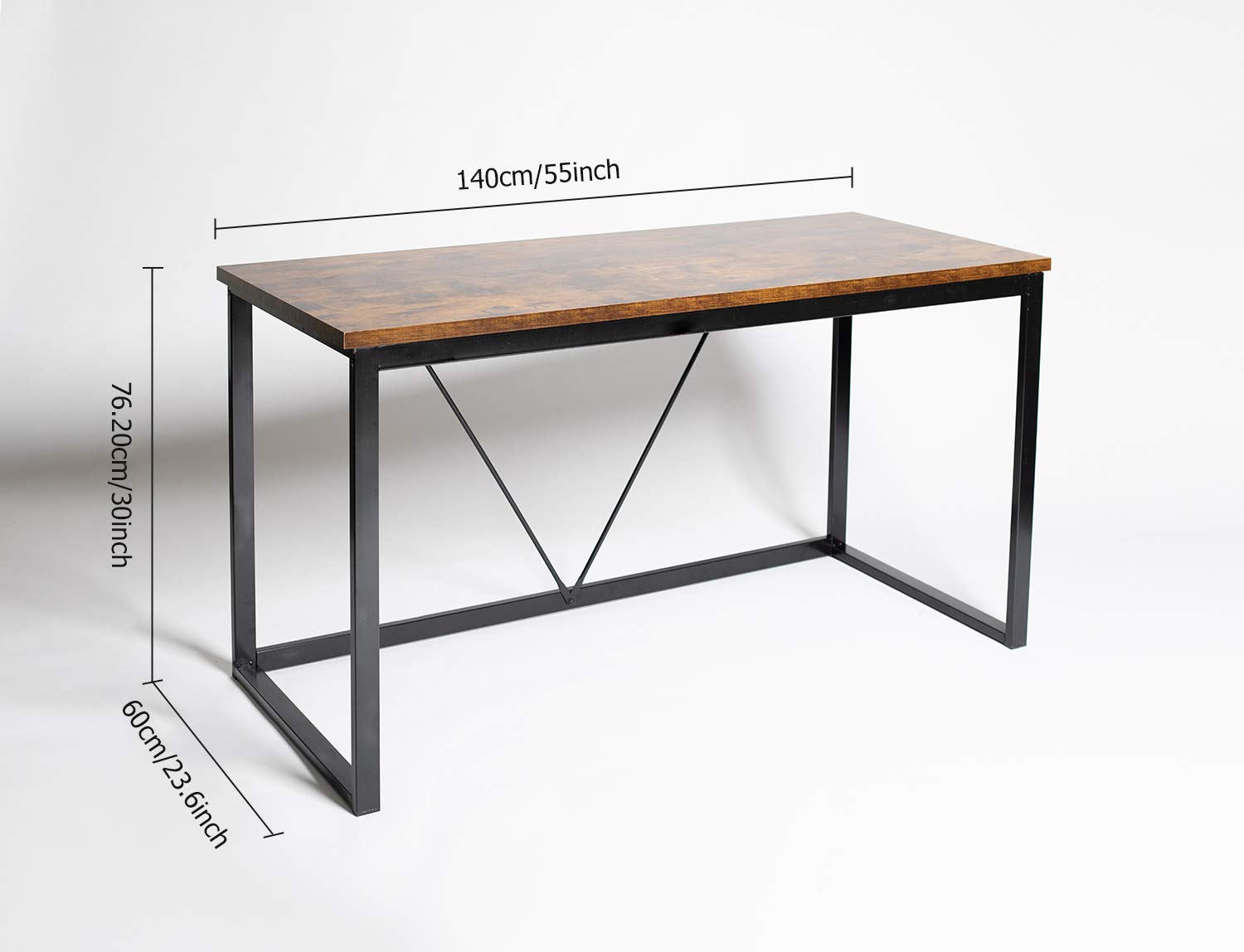 Lazyin Computer Desk Writing Desk 55 inch Industrial Wooden Style Vintage PC Laptop Table with 0.98" Thicker Board Sturdy Home Office Desk, Retro Brown