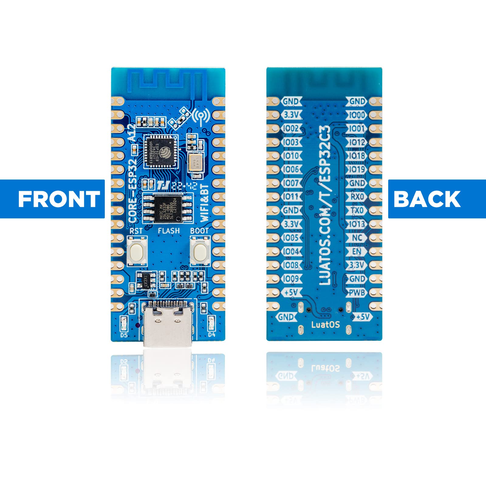 USB C ESP32 Development Board with WiFi, Bluetooth, BLE Support, ESP32-C3 Microcontrollers with Up to 160MHz Clock Speed, 4MB Flash, 384KB ROM, 400KB SRAM, Compatible with Arduino IDE