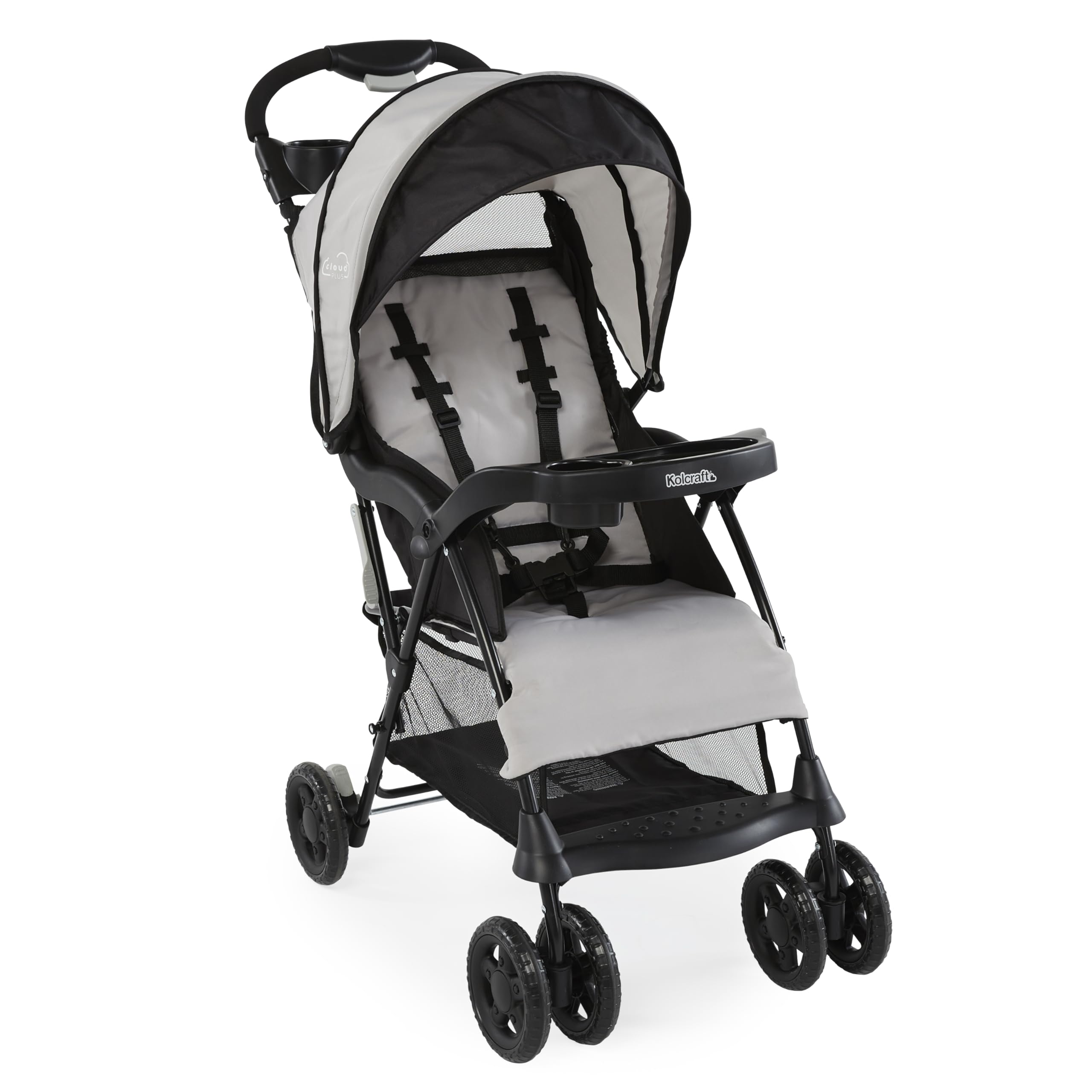 Kolcraft Cloud Plus Lightweight Easy Fold Compact Toddler Stroller and Baby Stroller for Travel, Large Storage Basket, Multi-Position Recline, Convenient One-hand Fold, 13 lbs - Fire Red