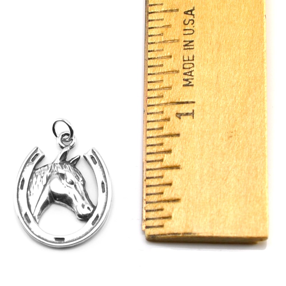 KEVIN N ANNA Sterling Silver Lucky Horseshoe Necklace, 18" (Small Horse in Horseshoe Charm)