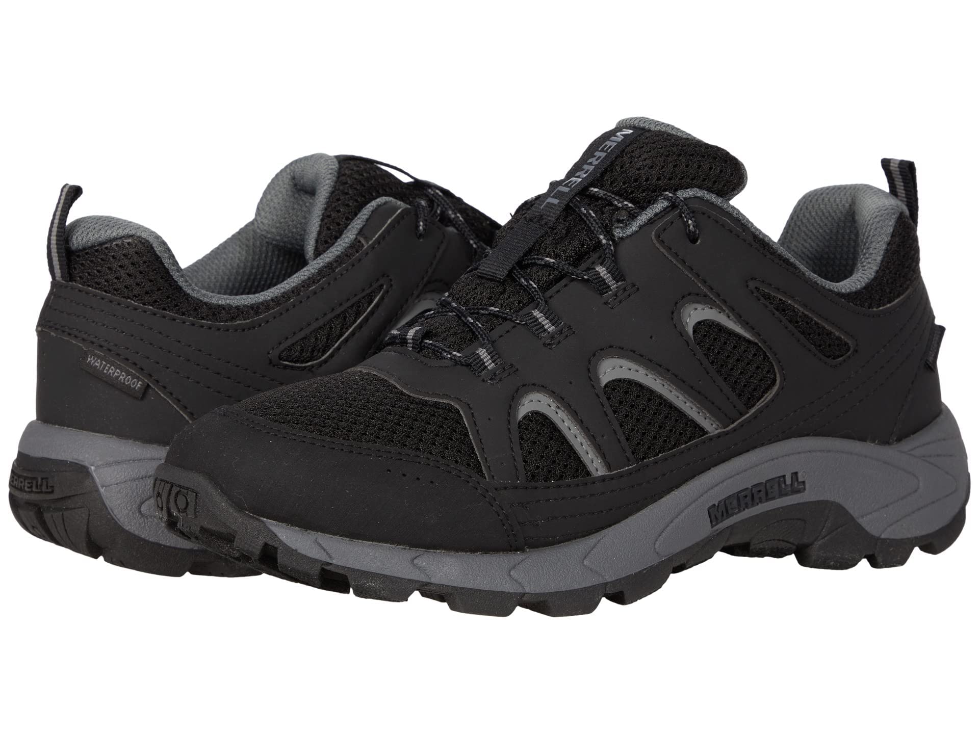 Merrell Oakcreek Low Lace WTRPF Hiking Sneaker, Black/Grey, 6.5 US Unisex Big Kid