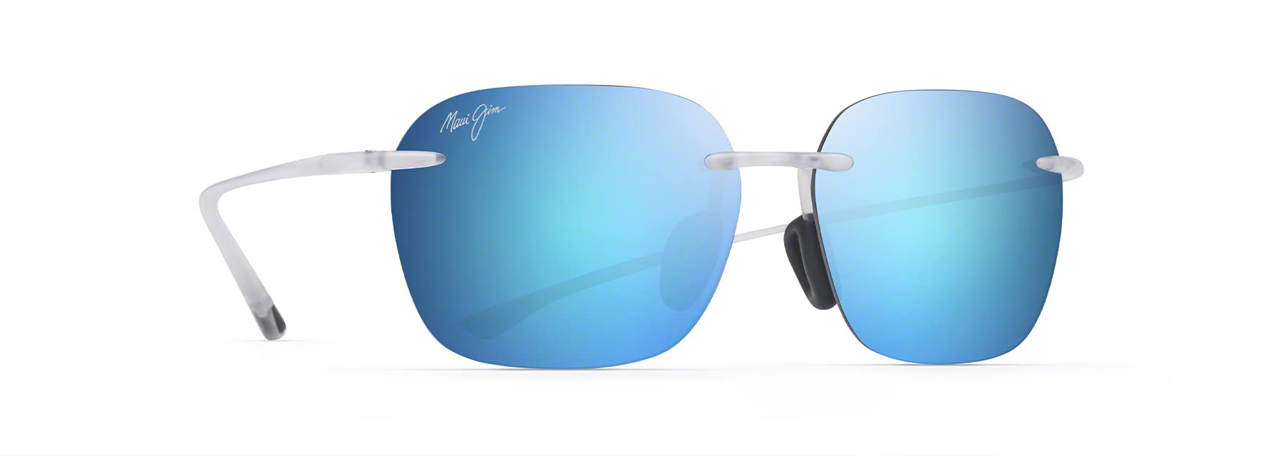Maui Jim Men's and Women's Komohana Polarized Rimless Sunglasses, Crystal Matte/Blue Hawaii, Small