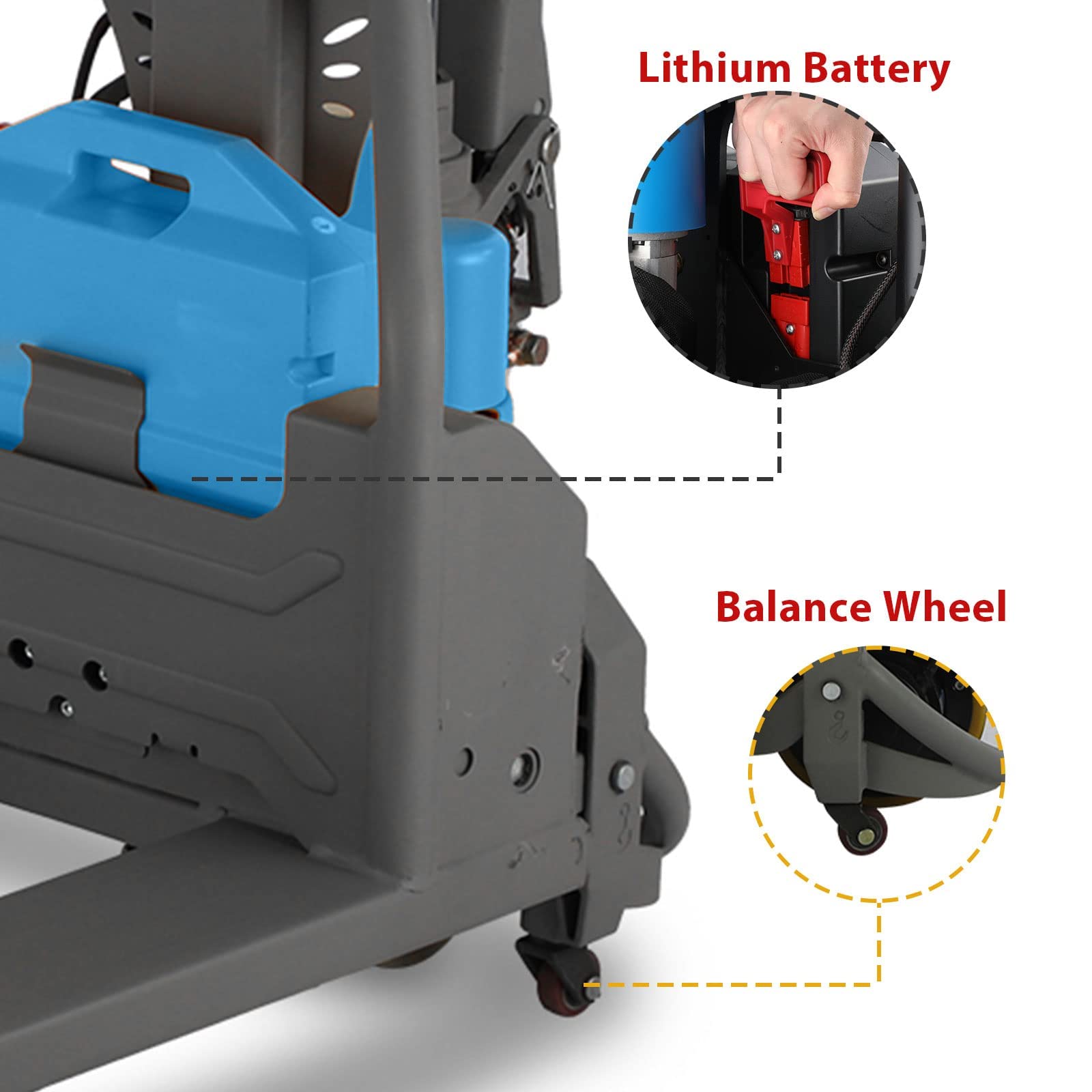 Xilin Electric Powered Pallet Jack 3300lbs Capacity Lithium Battery Walkie Pallet Truck 48"x27" Fork Size Blue Style 2 Pcs