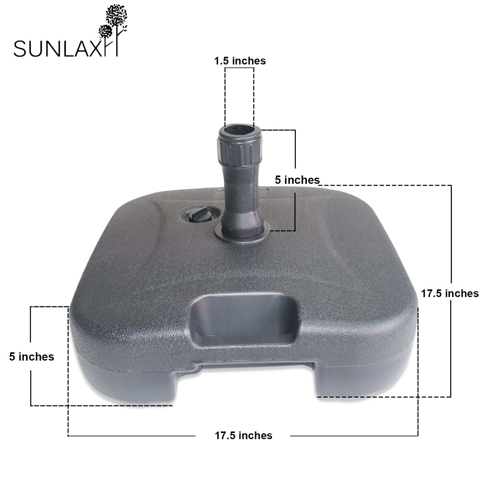 SUNLAX Patio Umbrella Base Outdoor Market Table Umbrella Stand Weight, Water Self-Filled Black Square…