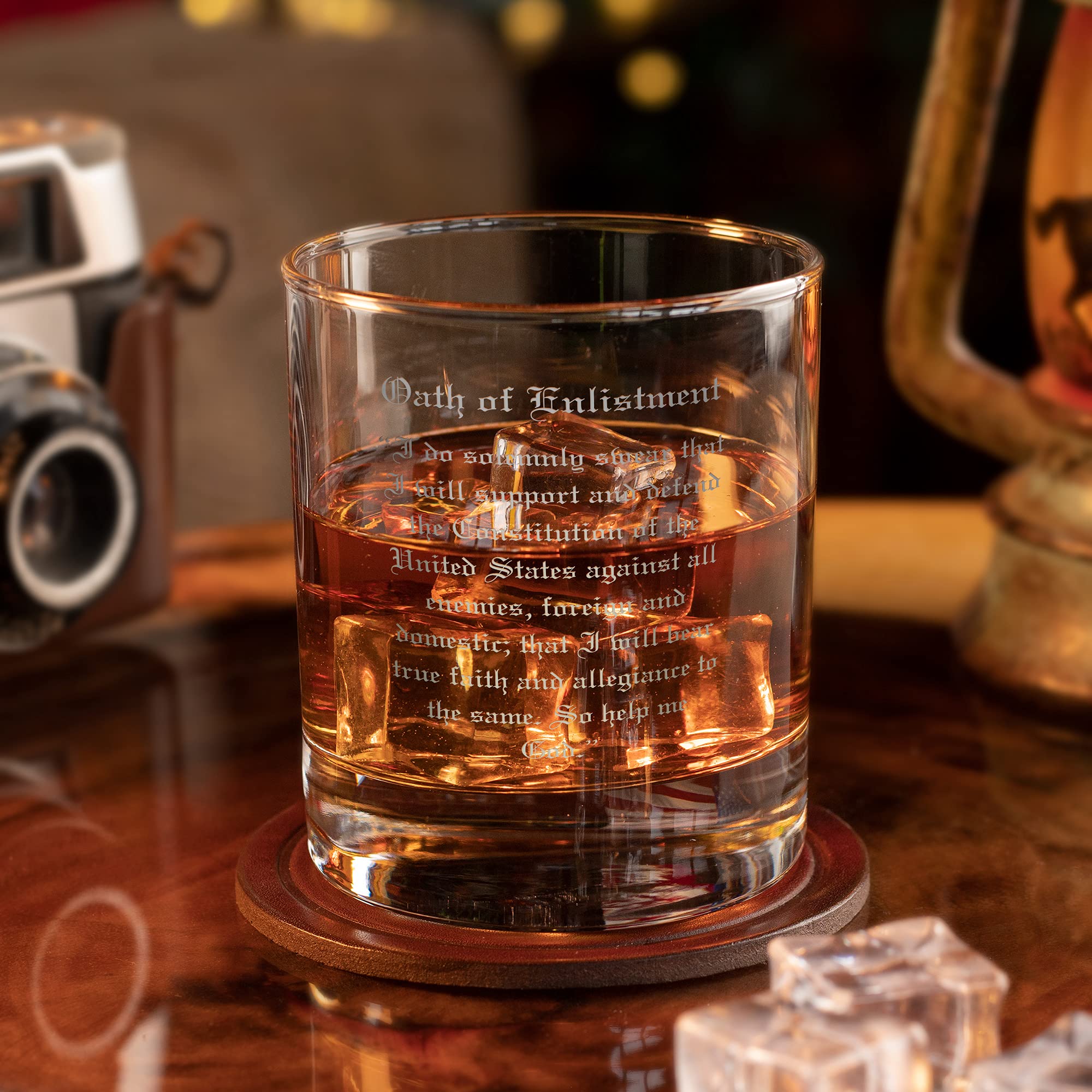 Military Oath of Enlistment Gift - Old Fashioned Whiskey Rocks Bourbon Glass - 10 oz capacity