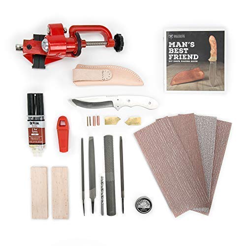 Knife Making Kit – Includes Stainless-Steel Blade, Maple Burl Handle, Brass Bolsters, Leather Sheath And Step-by-Step Knife Making Guide – Awesome DIY Gift For Men