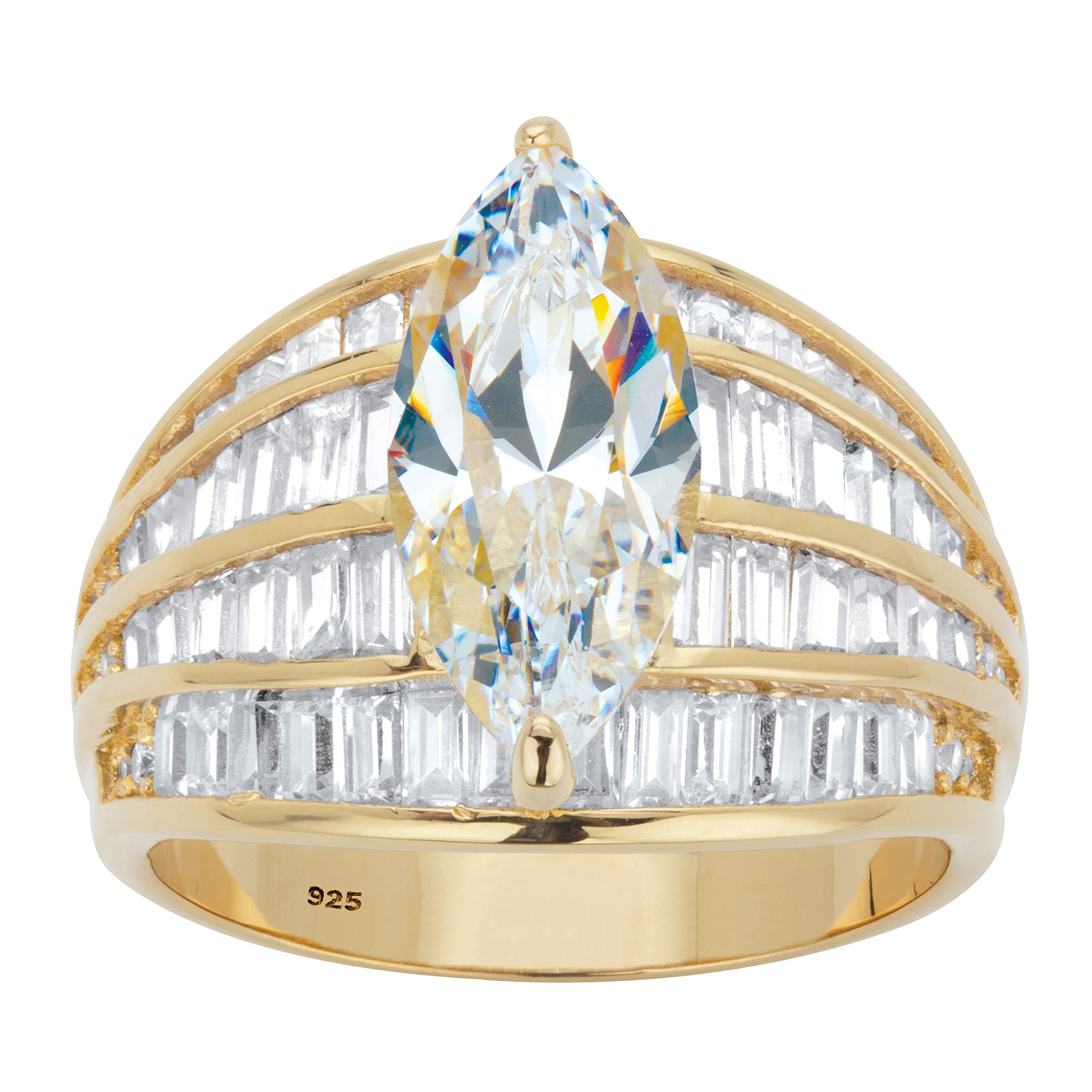PalmBeach Jewelry Yellow Gold-plated Sterling Silver Marquise Cut Cubic Zirconia Engagement Ring Sizes 6-10 Size 8