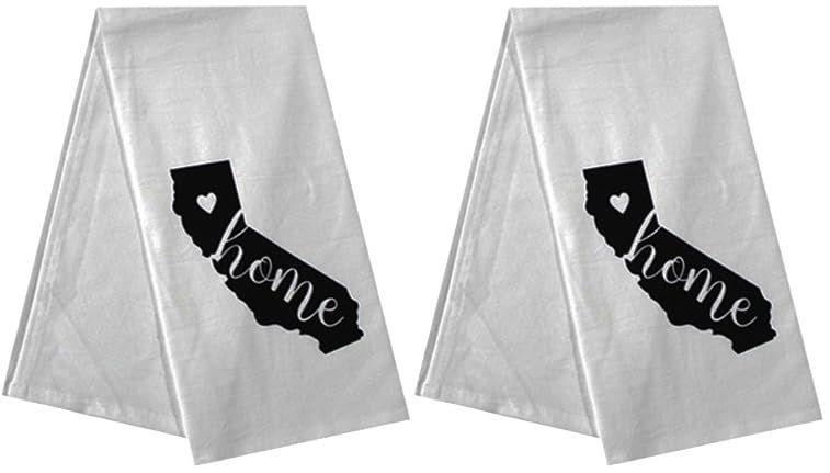 Petal Cliff 2 Pcs, 100% Cotton California State Flour Sack Printed Kitchen Towels with Sentiments Home. Size: 20" X 28". Inspired by The State WE Call Home.