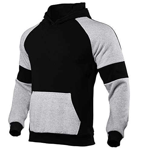 Mens Sweatsuits 2 Piece Hoodie Tracksuit Sets CasualColor Block Jogging Suits for Men (Black 2 , XL )