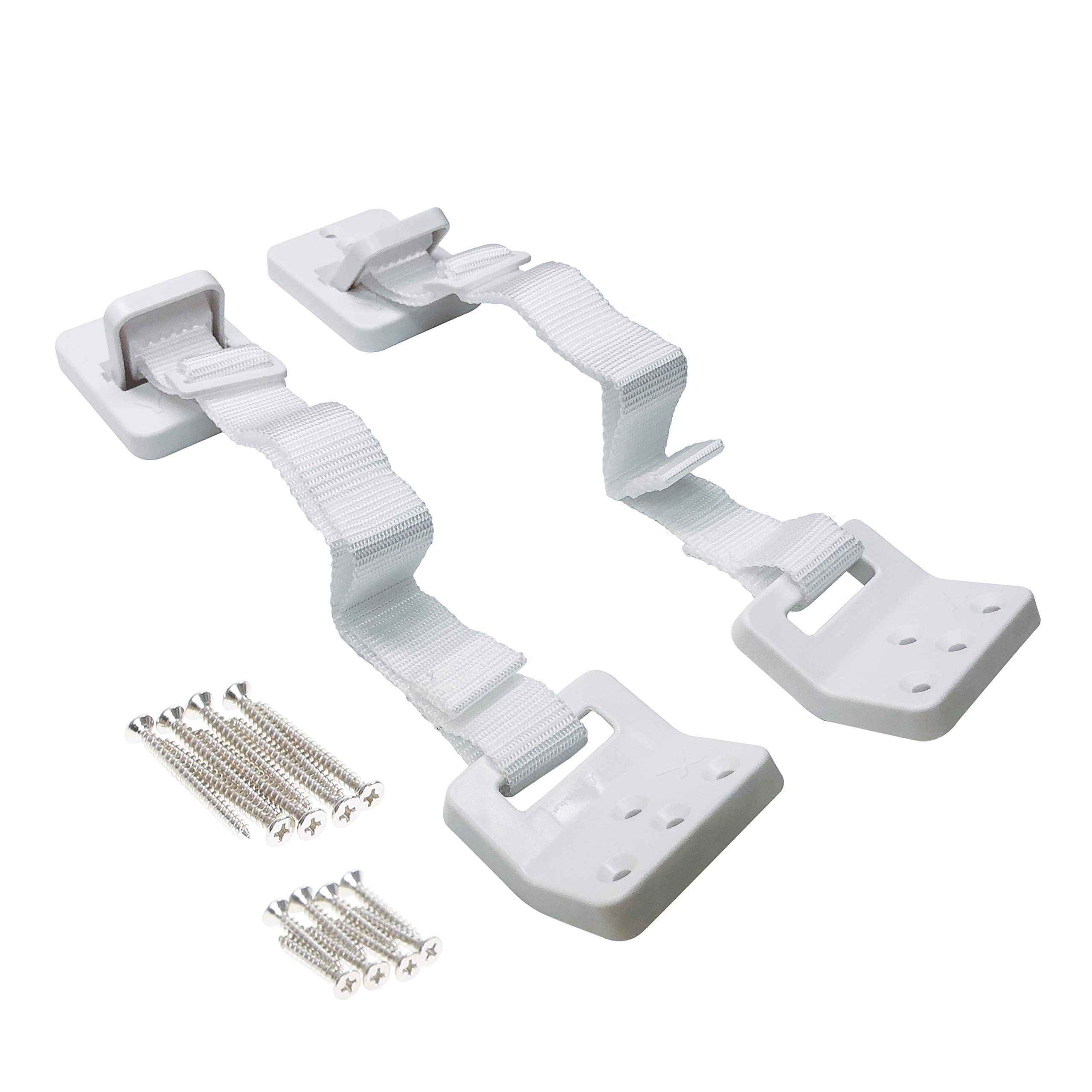 Little Chicks Anti-Tip Hinged Furniture Baby Safety Wall Anchors, Adjustable Strap & Maximum Strength Security - 2 Pack - Model CK035