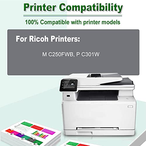 Kolasels 3-Pack (C+Y+M) Compatible M C250FWB P C301W Toner Cartridge (High Capacity) Replacement for Ricoh M C250H 408337 408339 408338 Printer Cartridge