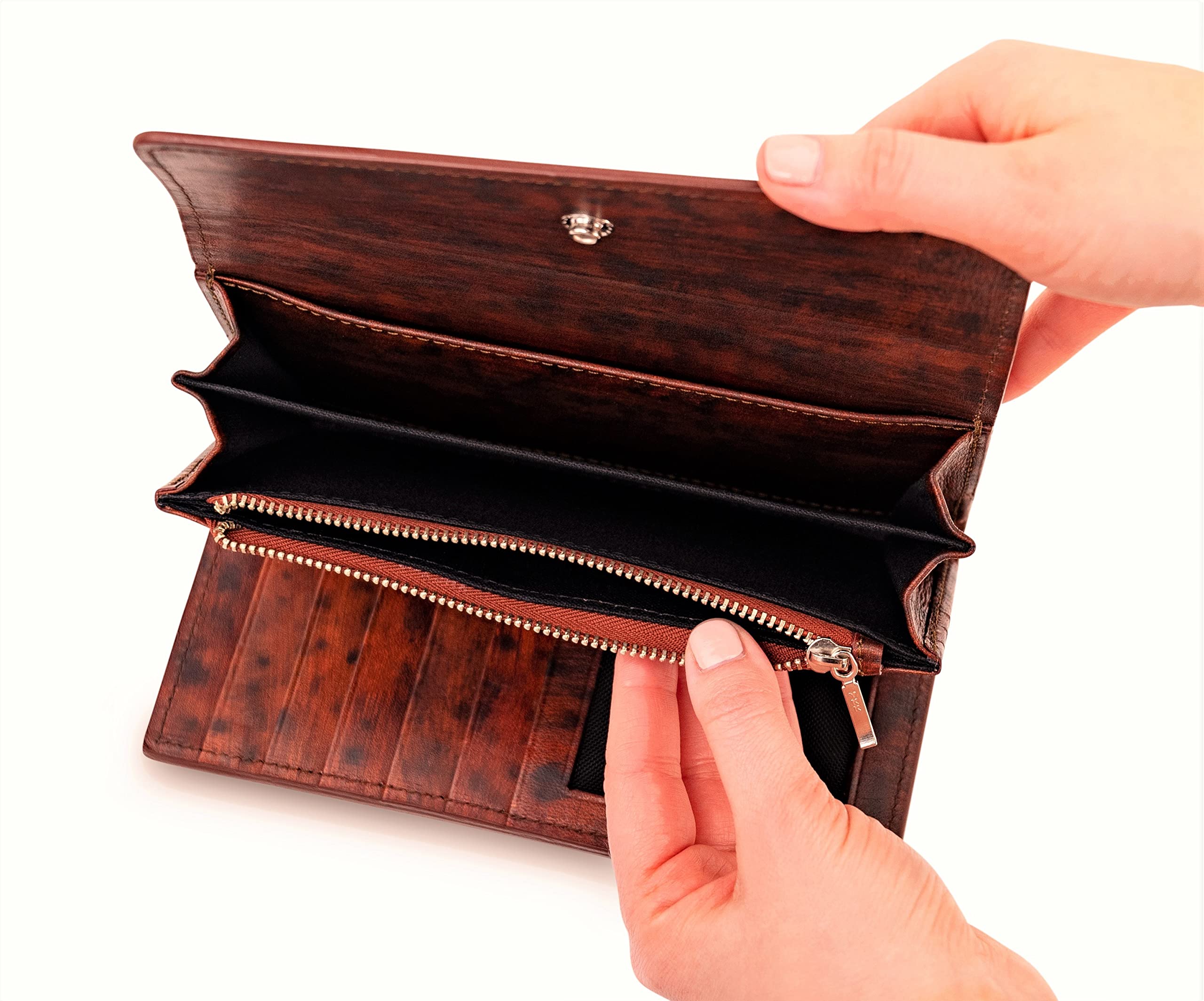 Mauzari Geneva Women's Tooled Leather Wallet (Koa)