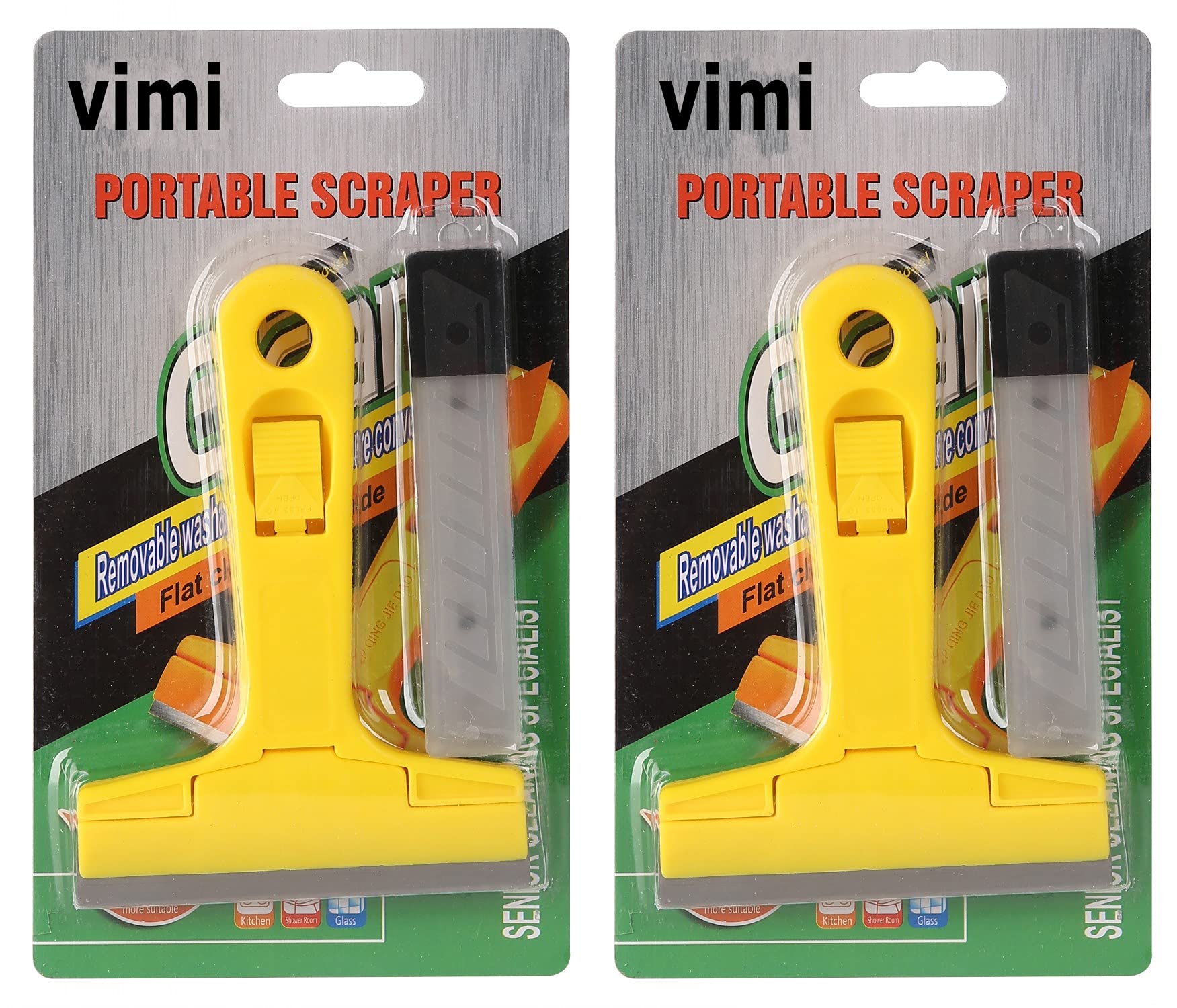 VIMI Glass Scraper Razor Blade,Razor Blade Scraper,Paint Scraper,Window scraper for Remover Tool Remove Surface Stains,Paint,Automotive Glass Film(4 inch-2 Handle + 20 Pack Replacement Blades)