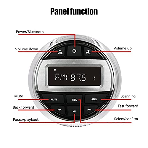 Marine Bluetooth Speakers, 80W Portable Media Function Waterproof Amplified Speaker System Marine Stereo Bluetooth Boat Am/Fm Radio with Remote Control, RCA Aux Audio Input for Car Yacht ATV Utv