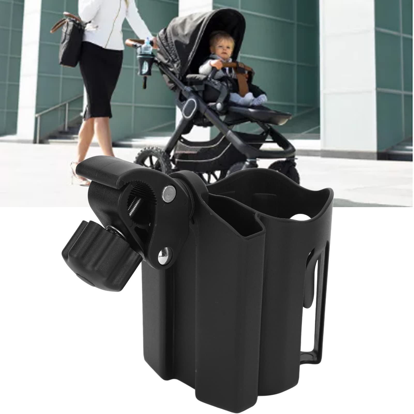 Universal Cup Holder, Stroller Cup Holder, Bike Cup Holder, Large Caliber Designed Cup Holder, Cup Drink Holder for Stroller, Bike, Wheelchair, Walker, Black