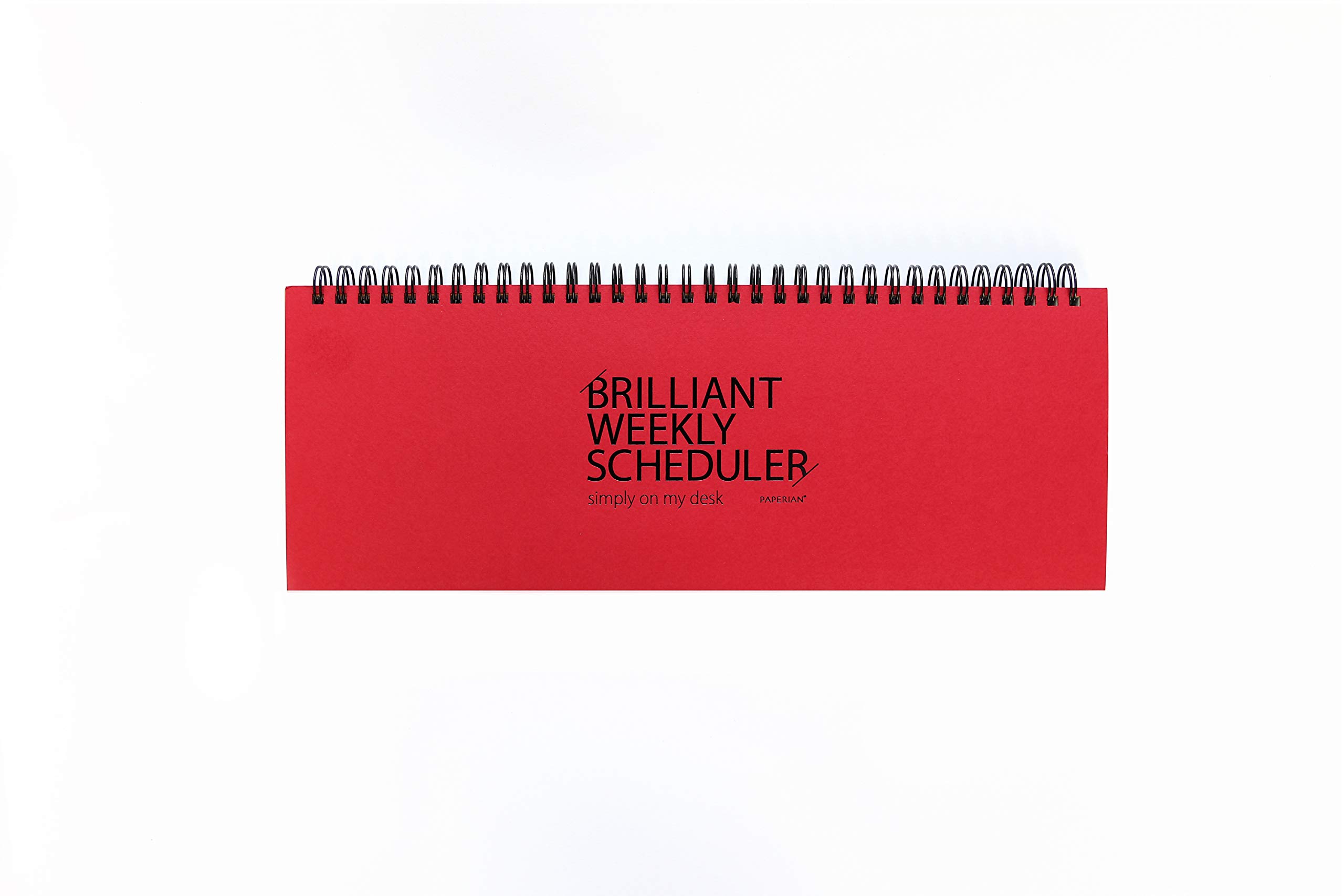 PAPERIAN Brilliant Weekly Scheduler - Wirebound Undated Weekly Planner Pad Scheduler (Red)