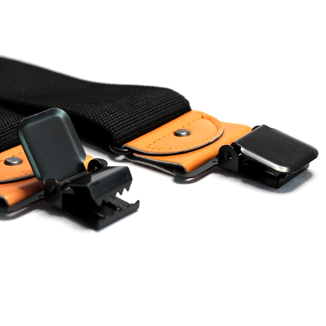 Melo Tough Men's Industrial Strength Suspenders Partial Elastic Tradesperson's Suspenders 2 inch Wide Tool Belt Suspenders (Black)