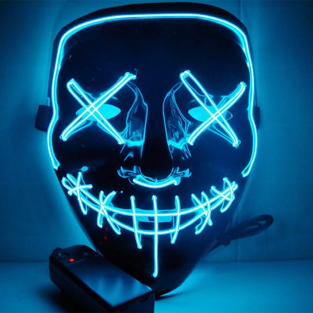 LED Light Up Purge Mask for Halloween, Festival, Party (9 Colors) (Yellow)